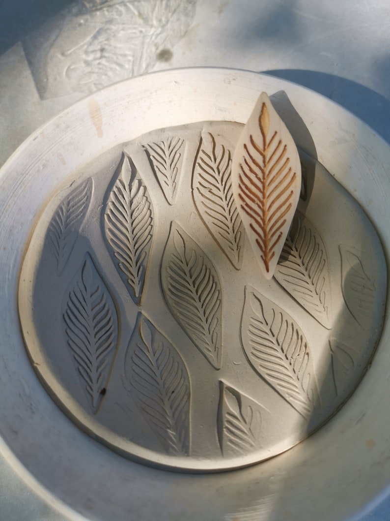 POTTERY STAMP, Maplewood Leaf/ Feather Stamp for Ceramics, Woodblock ...