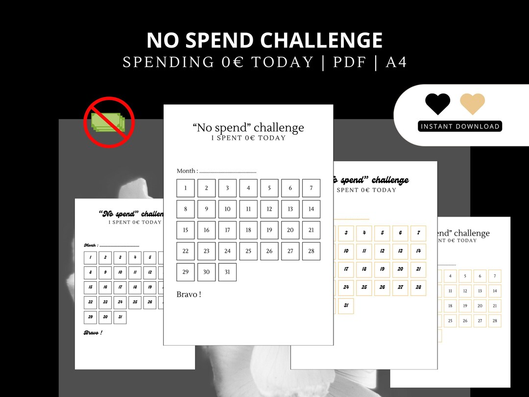 No Spend Tracker for Saving Challenge and Spending Zero Euro ...