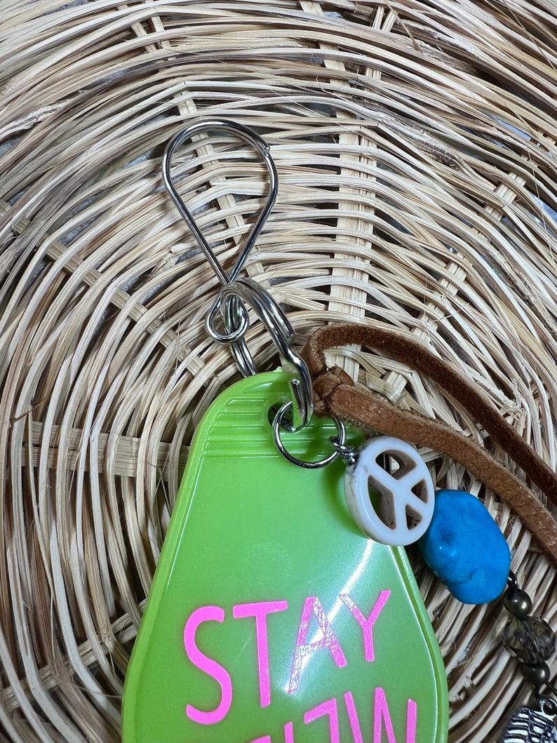Hotel Style Keychain / Hotel Keychain / Stay Weird / Peace Sign ...