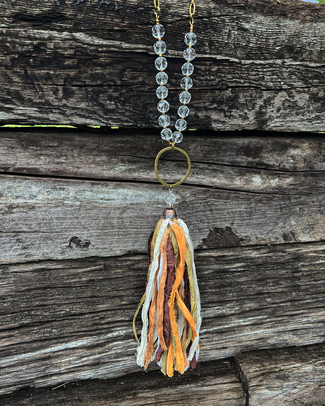 Handmade Necklace / Silk Necklace / Beaded Necklace / Fall Necklace ...