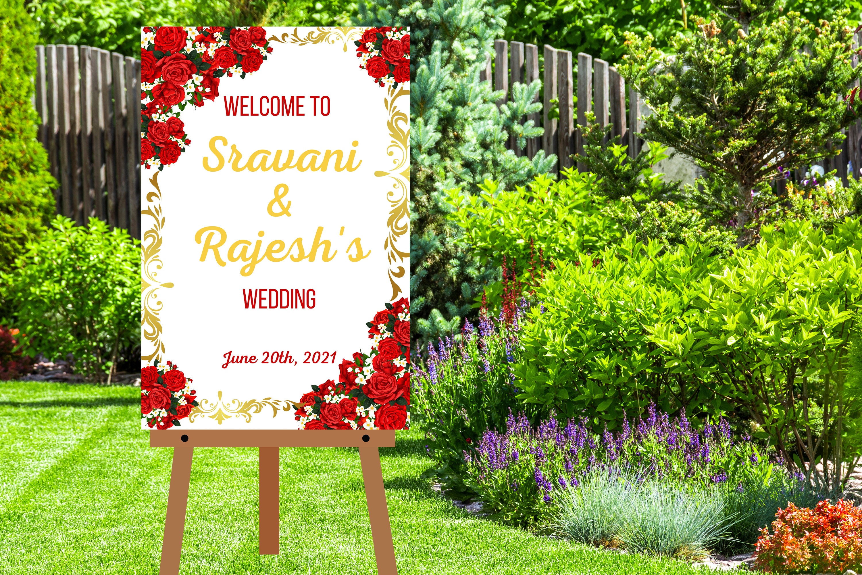 Wedding Digital Welcome Reception Sign Template, Red Roses Welcome ...