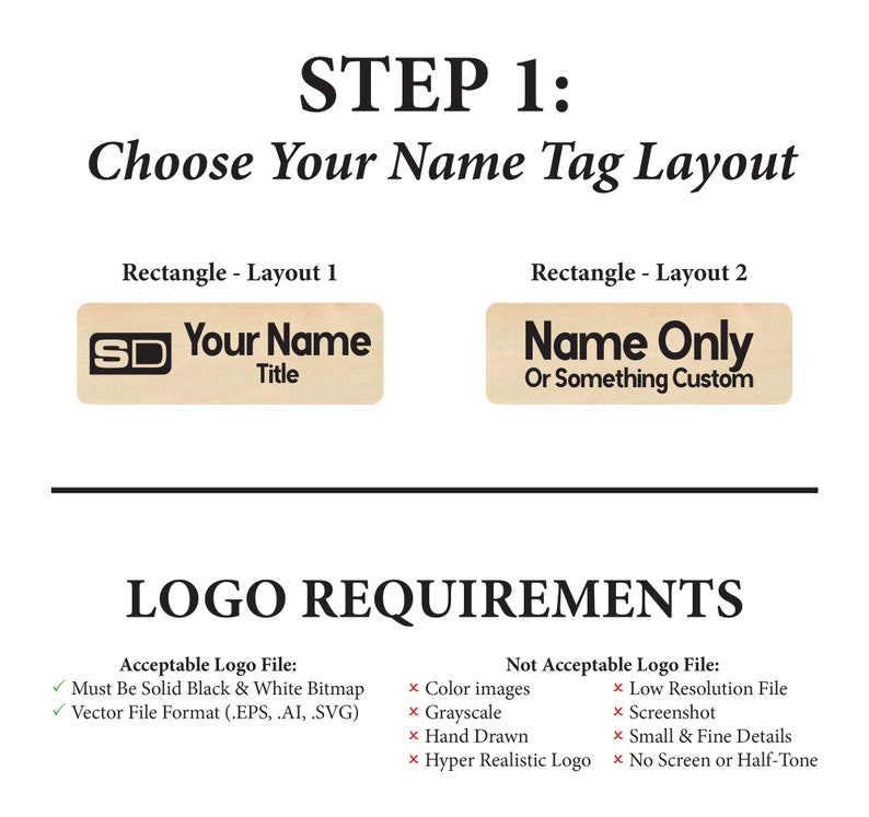 Rectangle Wooden Name Tag, Custom Name Tags, Custom Engraved Name Tags ...