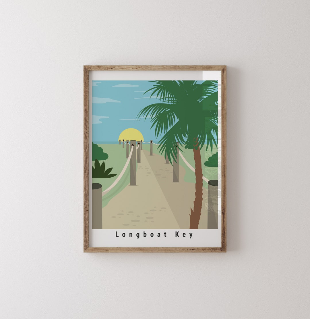 Longboat Key Digital Illustration - Coastal Florida Art Print - Serene ...