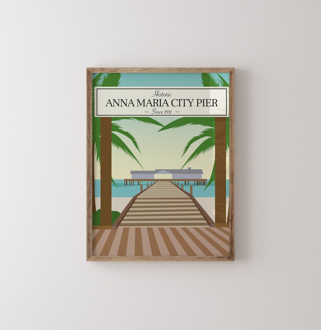 Anna Maria City Pier Digital Art - Pier Illustration - Etsy
