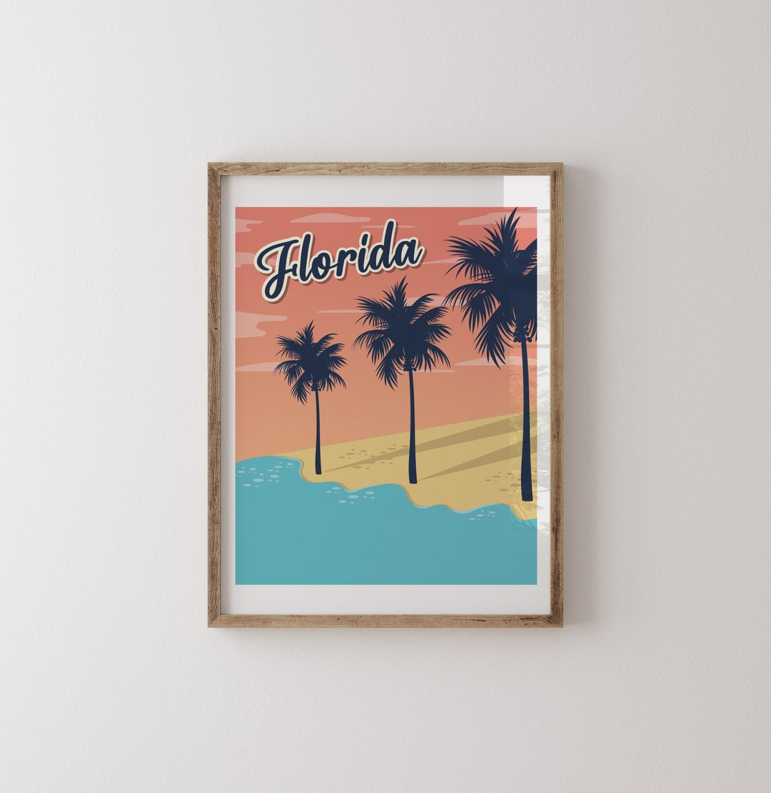 Florida Illustration - Wall Art - Florida Print - Home Decor - Poster ...