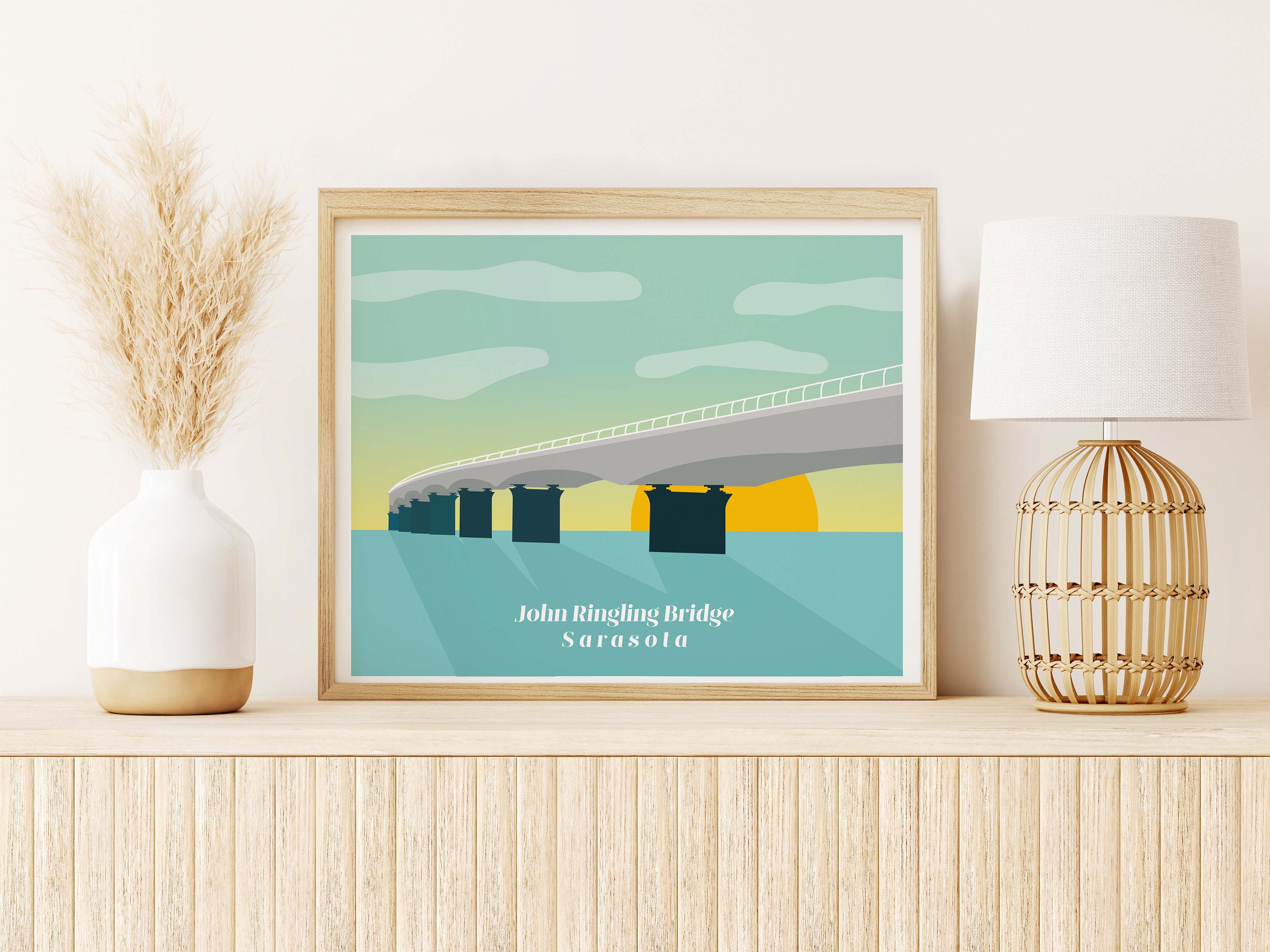 John Ringling Bridge Sarasota Digital Illustration - Iconic Florida ...