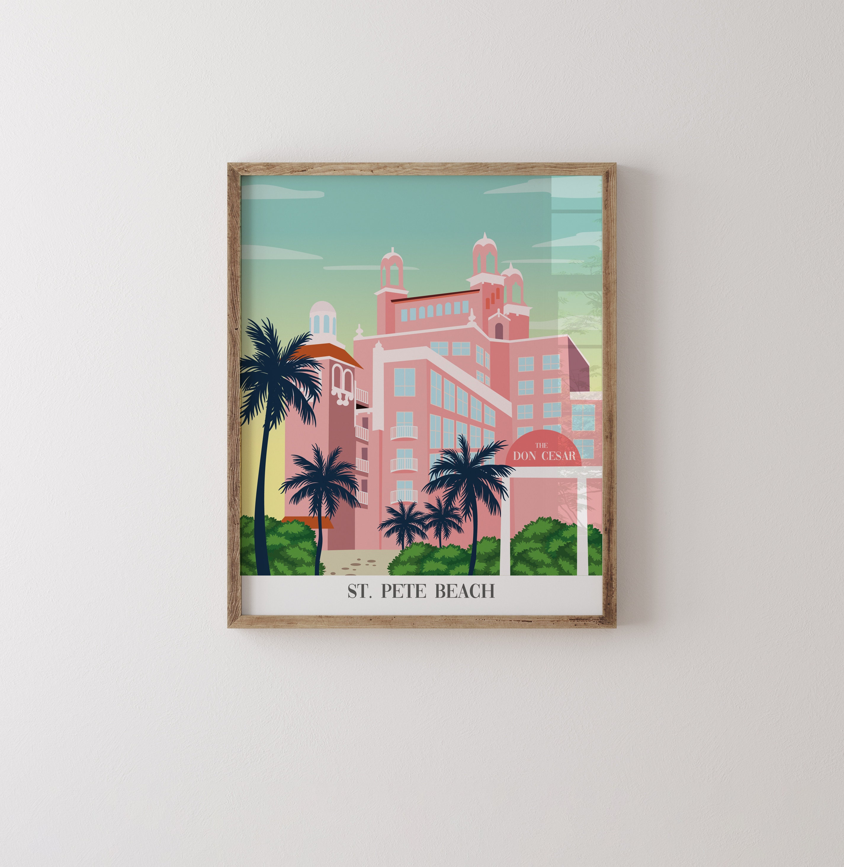 Vintage Don Cesar Hotel Illustration - Pink Hotel Art Print - St. Pete ...