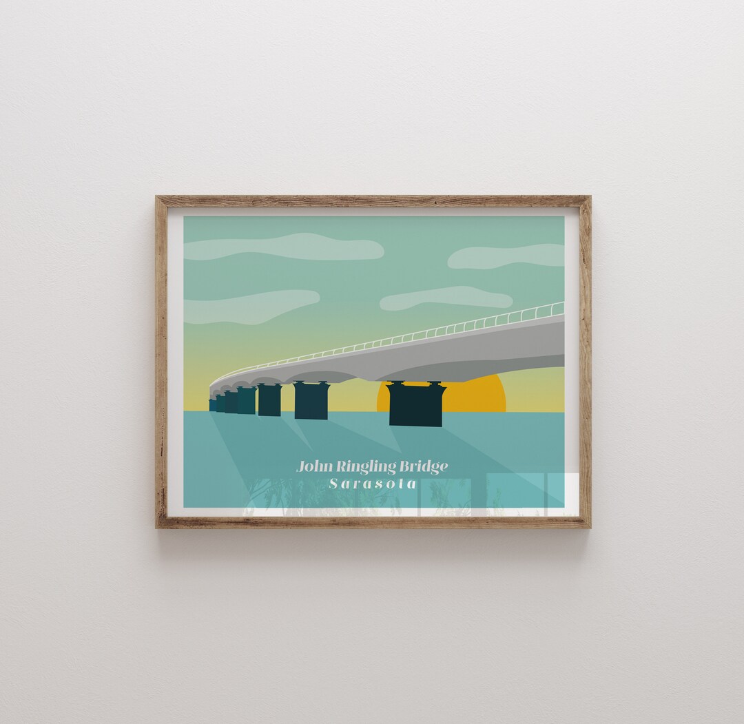 John Ringling Bridge Sarasota Digital Illustration - Iconic Florida ...
