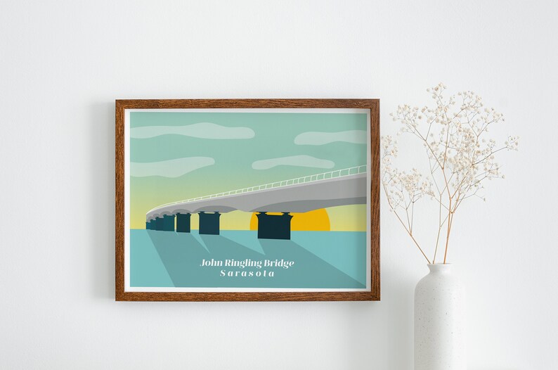 John Ringling Bridge Sarasota Digital Illustration - Iconic Florida ...