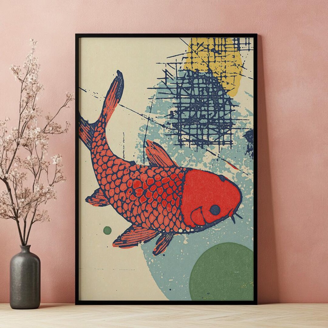 Koi Fish Pop Art Print – Japanese-inspired Abstract Wall Art | Digital ...