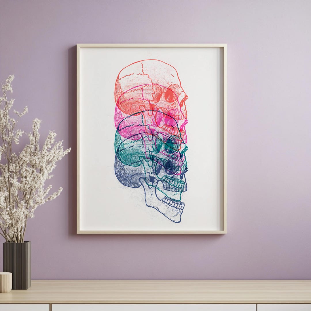 Layered Pop Art Skull Digital Download - 4 JPEG Files ISO, 2x3, 3x4, 4x5 - Wall Art - Etsy