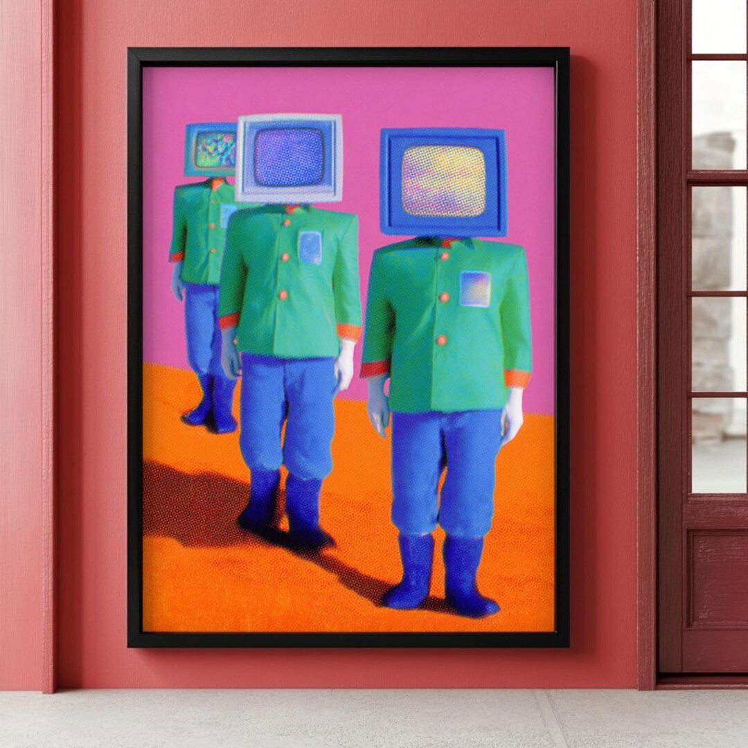 Retro TV Head Surrealism Print – 70s Sci-fi Cyberpunk Art (digital ...