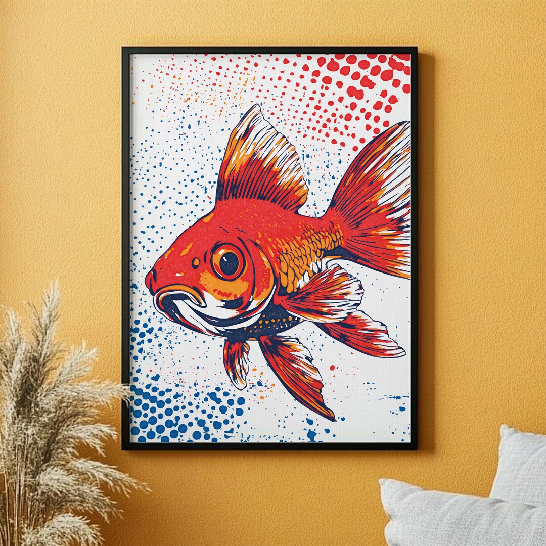 Goldfish Pop Art Print – Bold & Vibrant Fish Wall Art | Digital ...