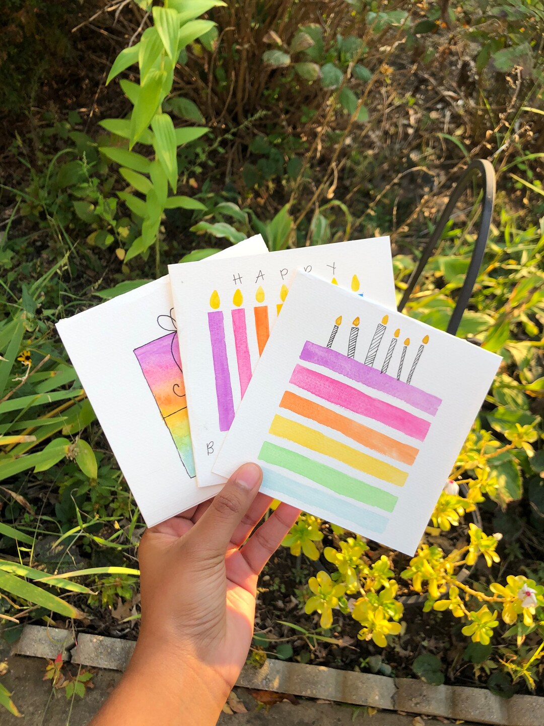BUNDLE: Simple Happy Birthday Cards, Set of 3 - Etsy