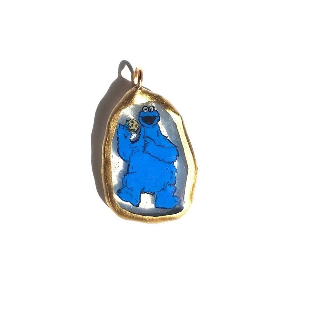 Cookie Monster Sesame Street 18k Gold Resin Kidcore Charm Chain ...