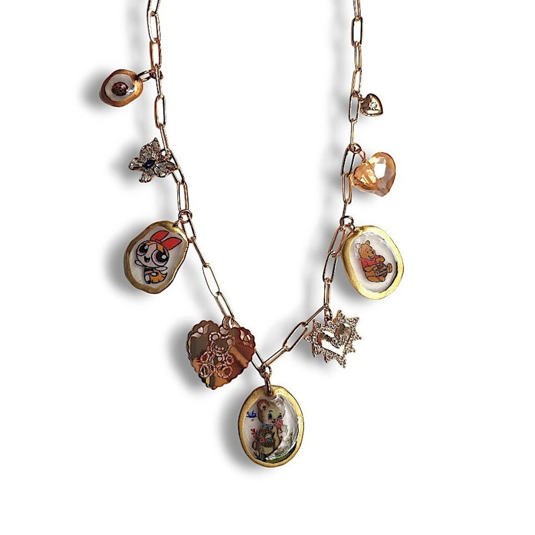 Super Cute 18kgold Paperclip Chain Cute Cartooncore Charm Necklace With ...