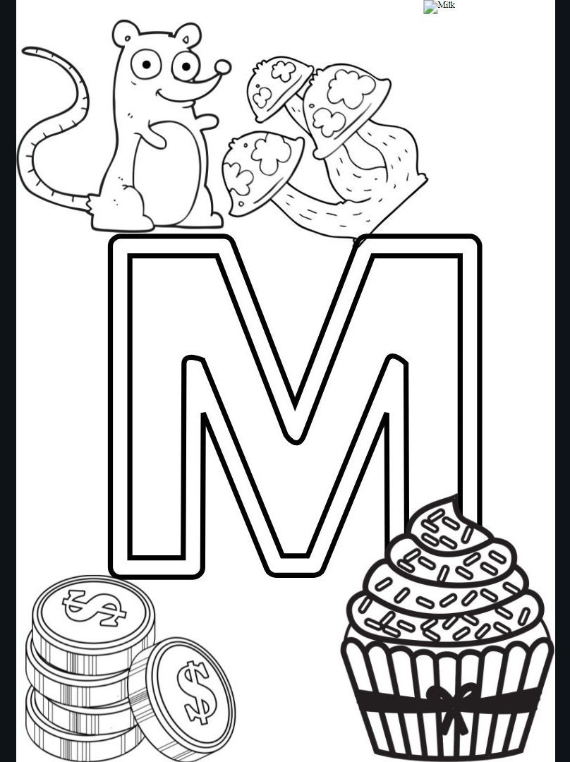 26 Coloring Pages With English Alphabet Letters and Word Pictures, Fun ...
