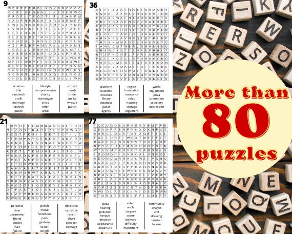 84 Word Search Puzzle Printable Pages for Adults and Teens | Etsy