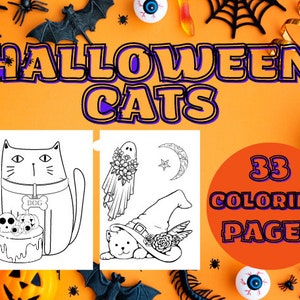 33 Halloween Coloring Pages With Funny Cats, Coloring Pages for Kids ...