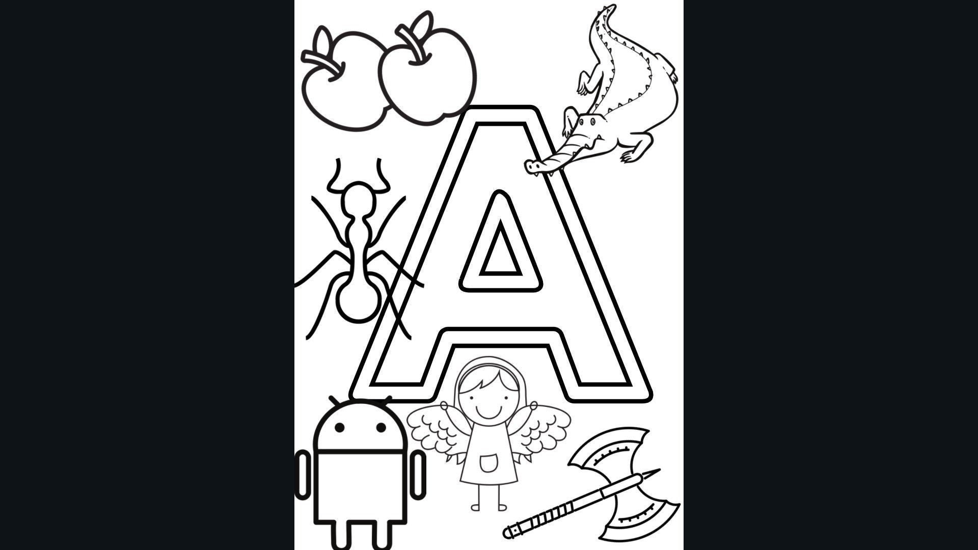 26 Coloring Pages With English Alphabet Letters and Word Pictures, Fun ...