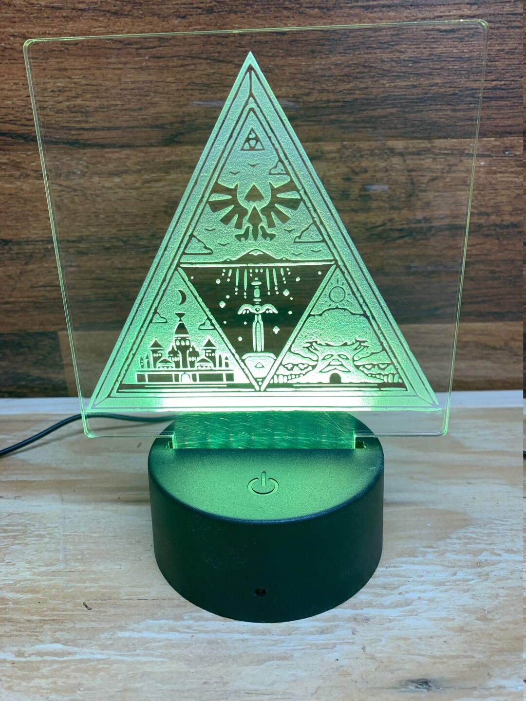 The Legend of Zelda triforce Custom Engraved LED Light Desk Light or ...