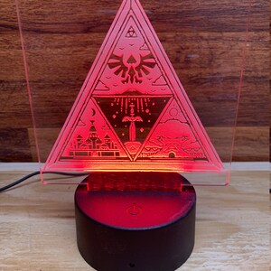 The Legend of Zelda triforce Custom Engraved LED Light Desk Light or ...
