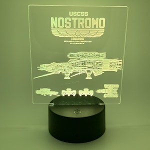 Alien USCSS Nostromo Ship, Engraved LED Light - Desk Light or Night ...