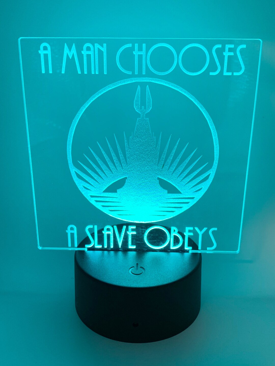 Bioshock-inspired "man Chooses a Slave Obeys" Custom Engraved LED Light ...