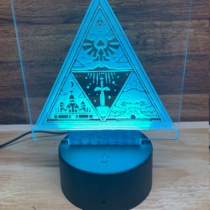 The Legend of Zelda triforce Custom Engraved LED Light Desk Light or ...