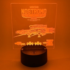 Alien USCSS Nostromo Ship, Engraved LED Light - Desk Light or Night ...