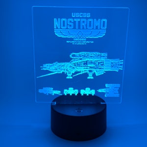 Alien USCSS Nostromo Ship, Engraved LED Light - Desk Light or Night ...