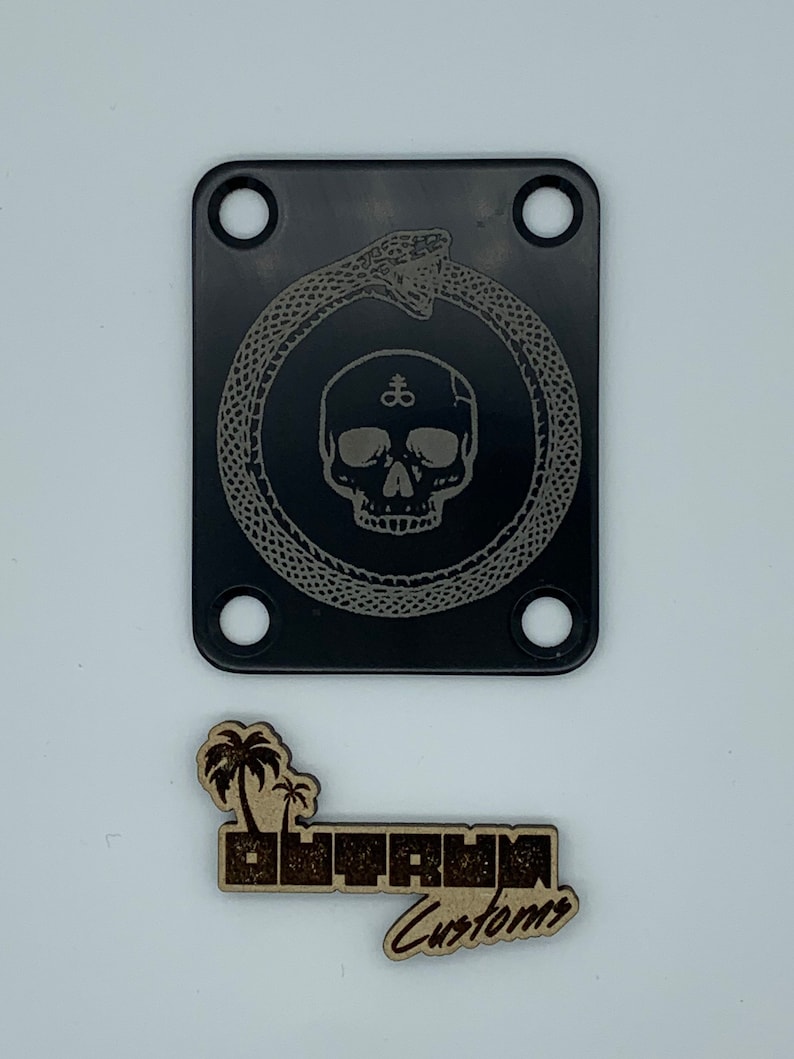 Ouroboros Skull Custom Etched Guitar Neck Plate - Etsy