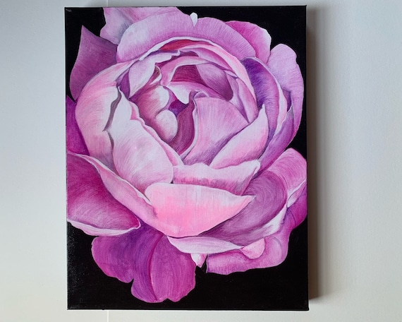 Pink Rose Acrylic Painting