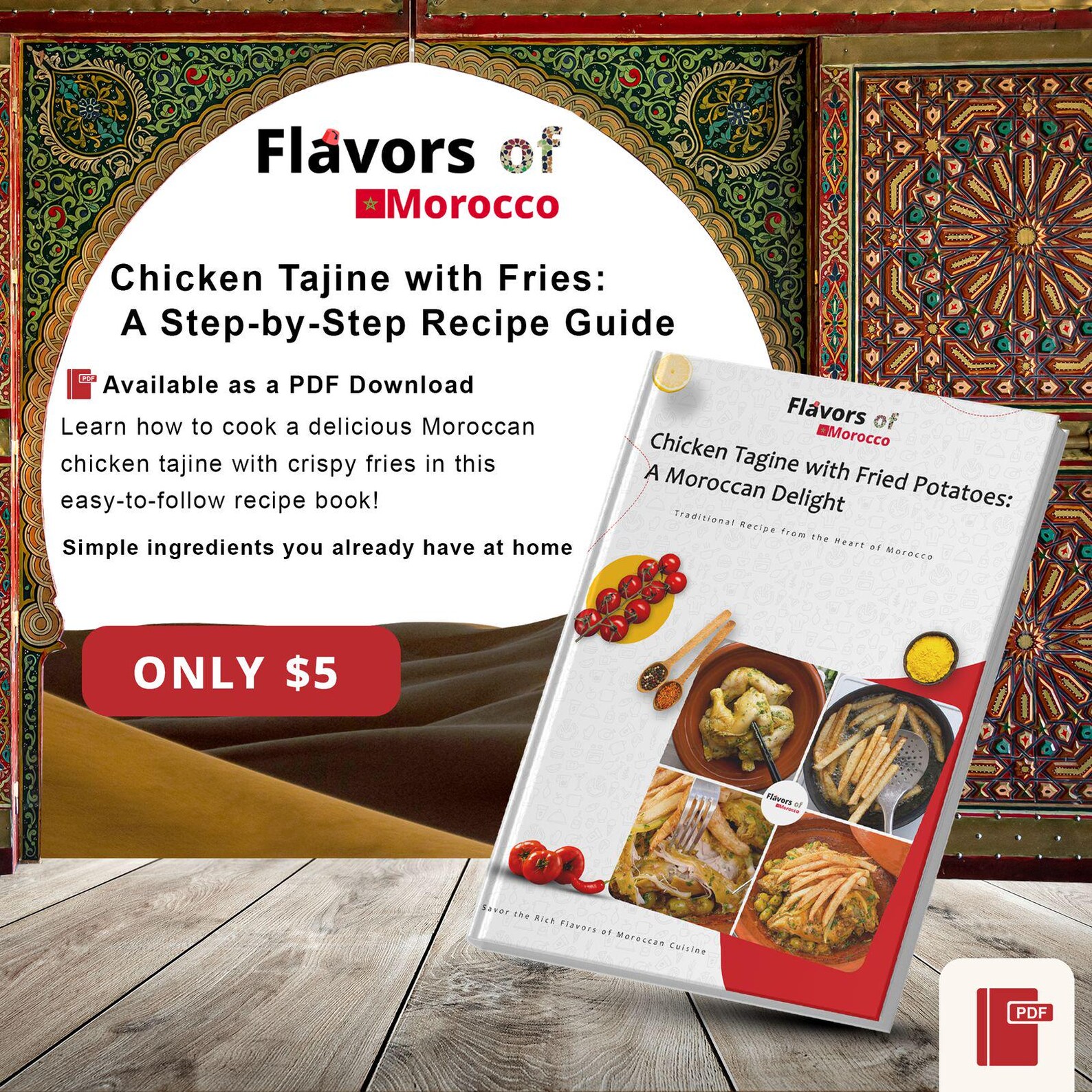 Chicken Tagine With Fried Potatoes Recipe PDF | Authentic Moroccan ...