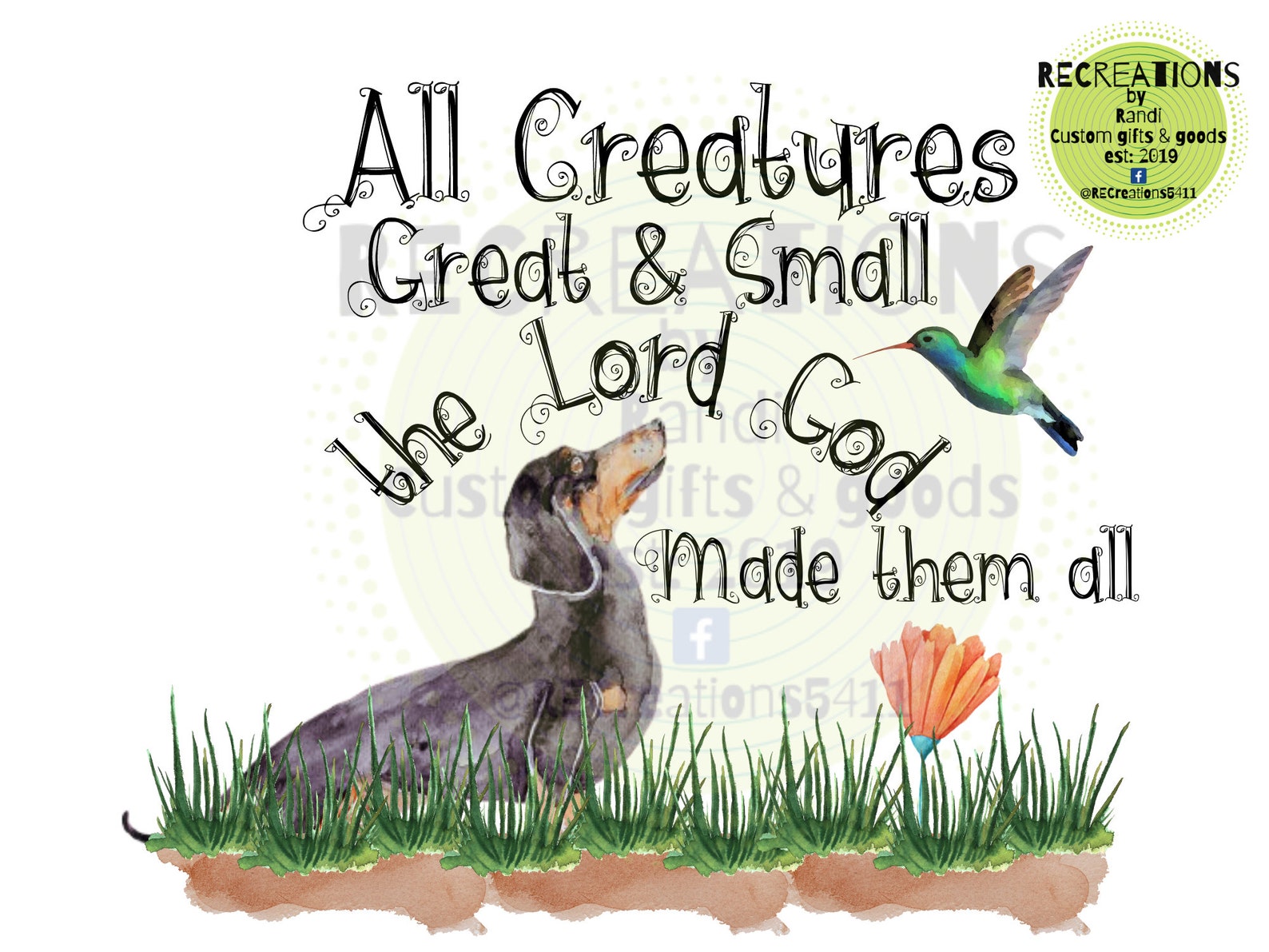 Hummingbird Dachshund All Creatures Great and Small Instant Download ...
