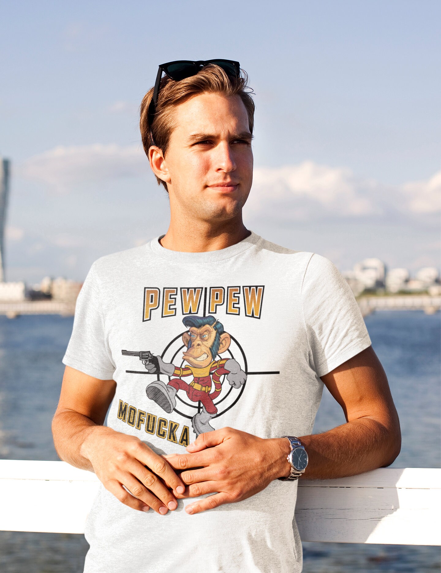 Cat Got Your Tongue Clothing Pew Pew Mofucka Monkey Unisex Jersey ...