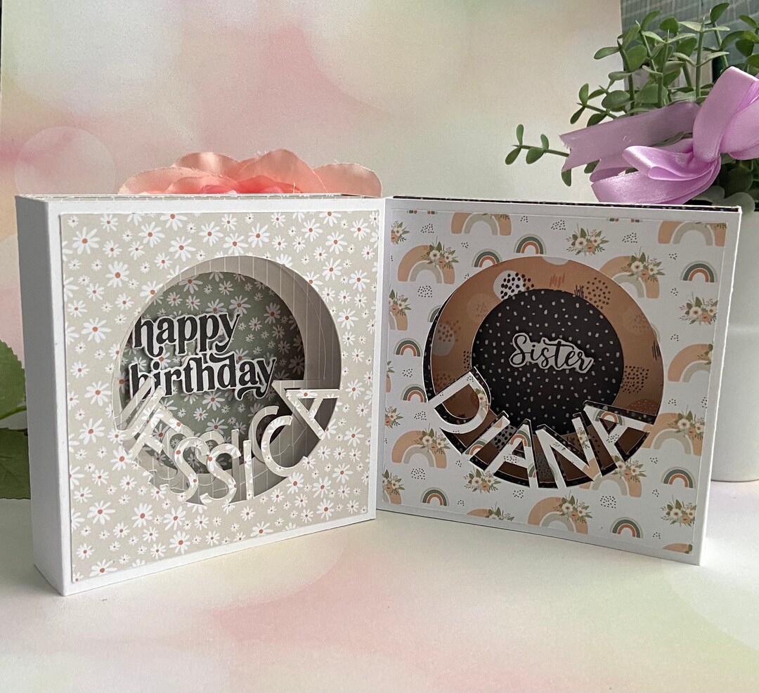 Custom Name Handmade 3D Box Card for All Occasion, 3D Birthday Card ...