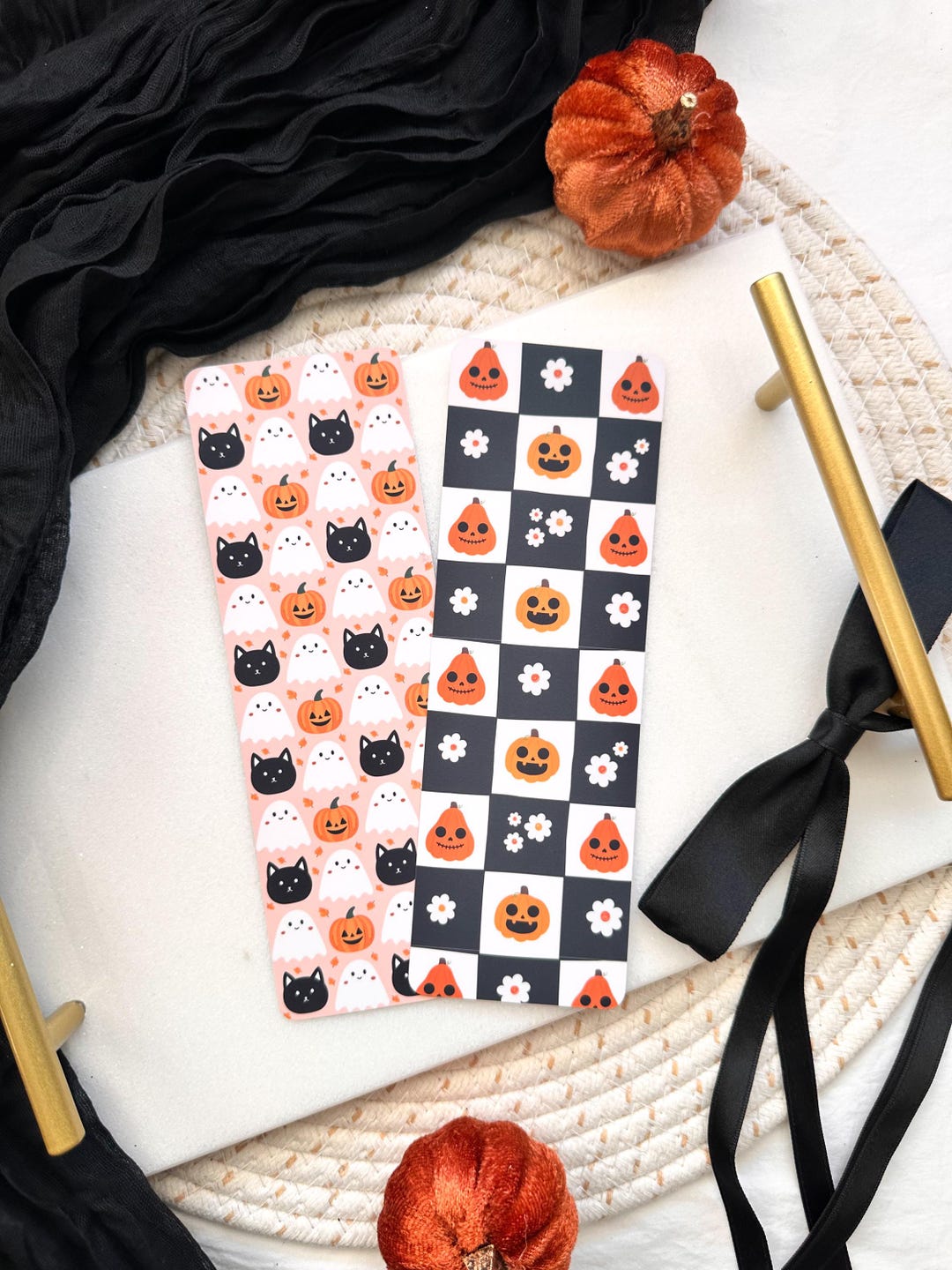 Halloween Bookmark | Spooky Cats, Ghosts, Pumpkins - Etsy