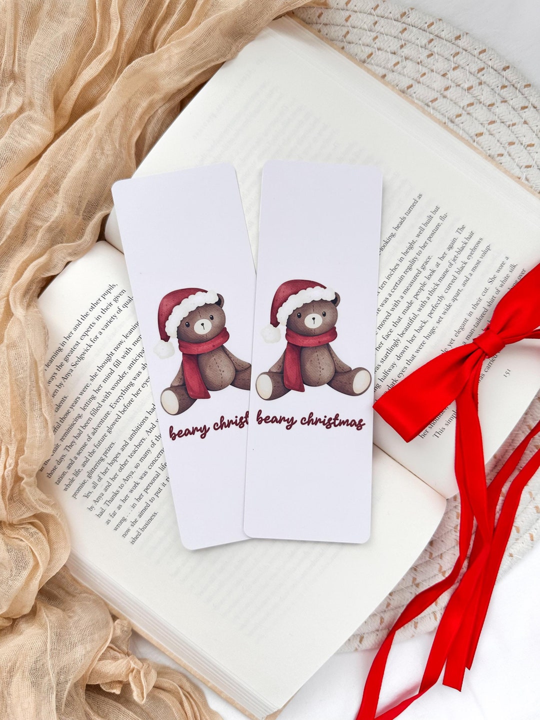 Beary Christmas Bookmark | Cute Holiday Bookmark | Cozy Holiday Reading ...