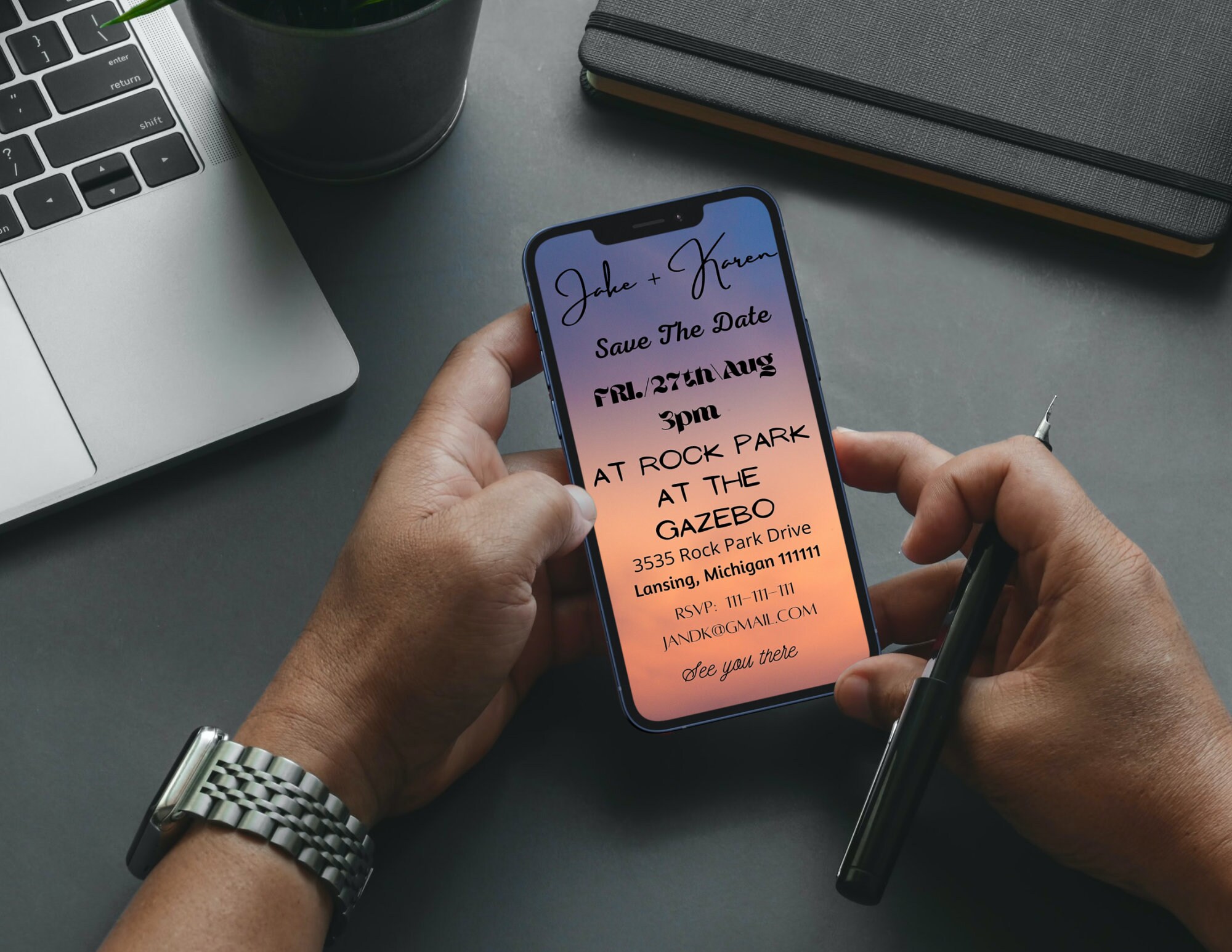 Editable Electronic Wedding Invitation Digital Smartphone - Etsy