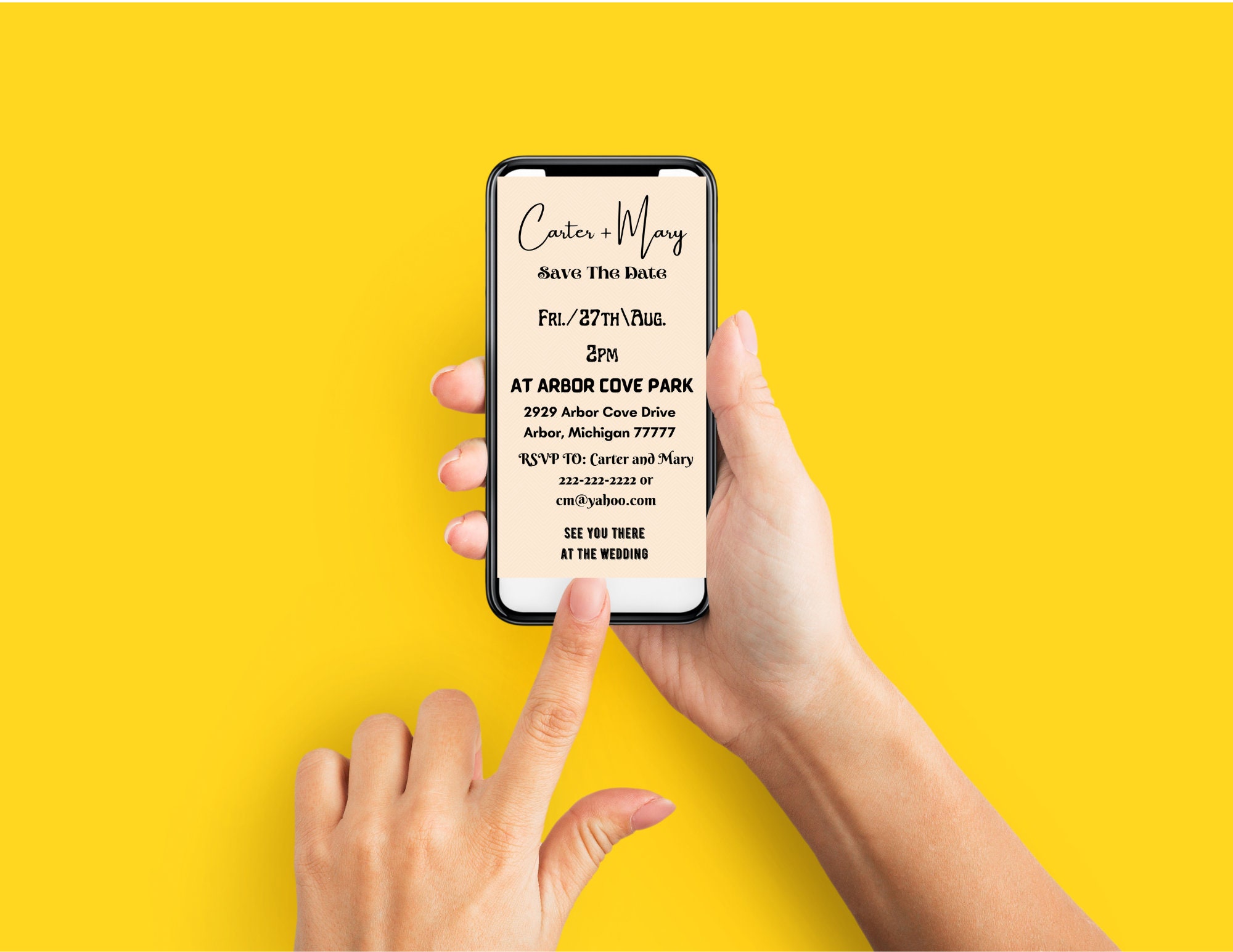 Editable Electronic Wedding Invitation Digital Smartphone DIY E-invite ...