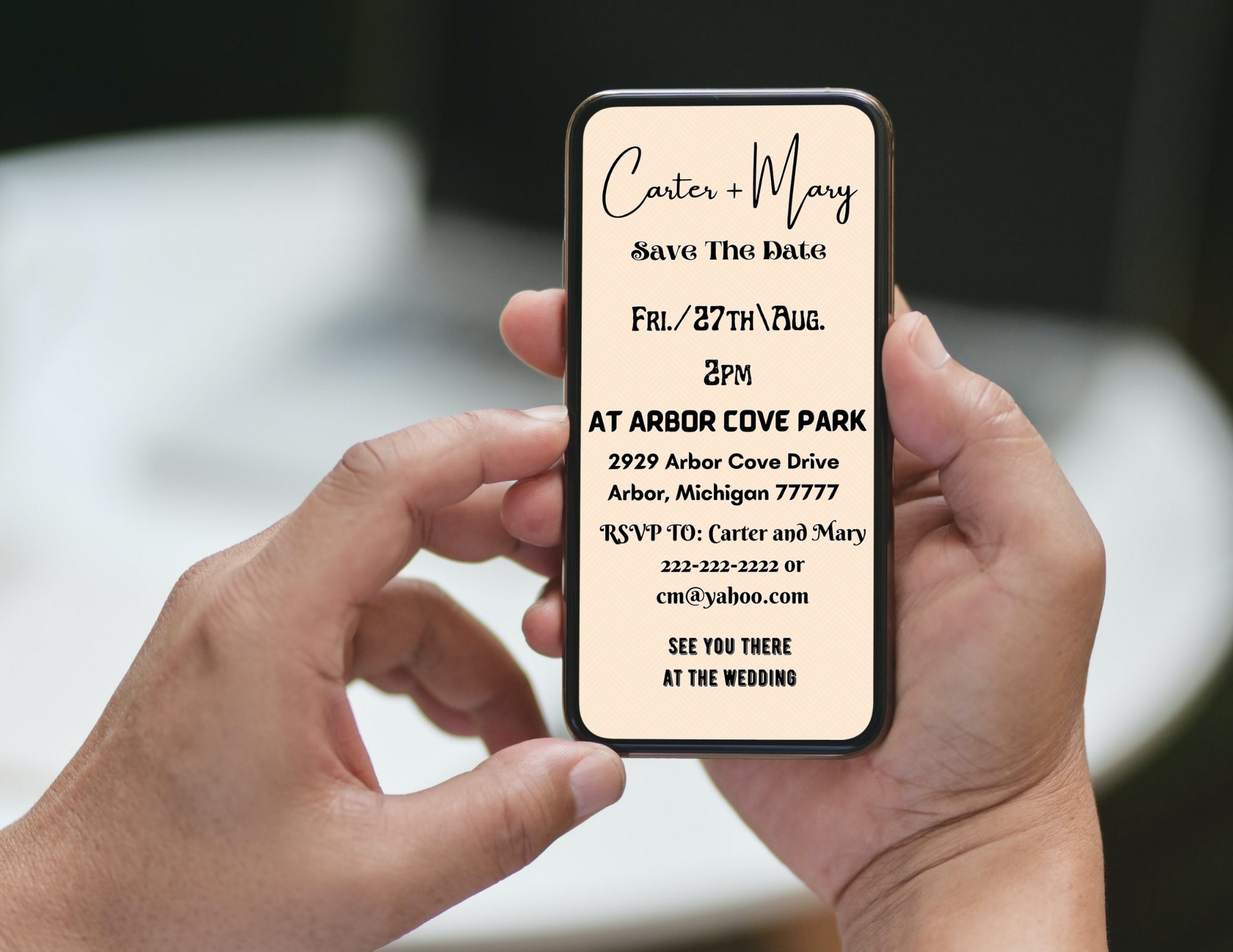 Editable Electronic Wedding Invitation Digital Smartphone DIY E-invite ...