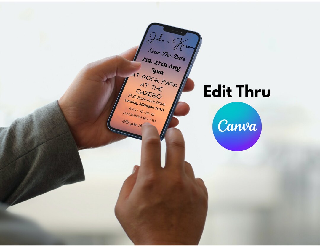 Editable Electronic Wedding Invitation Digital Smartphone DIY E-invite ...