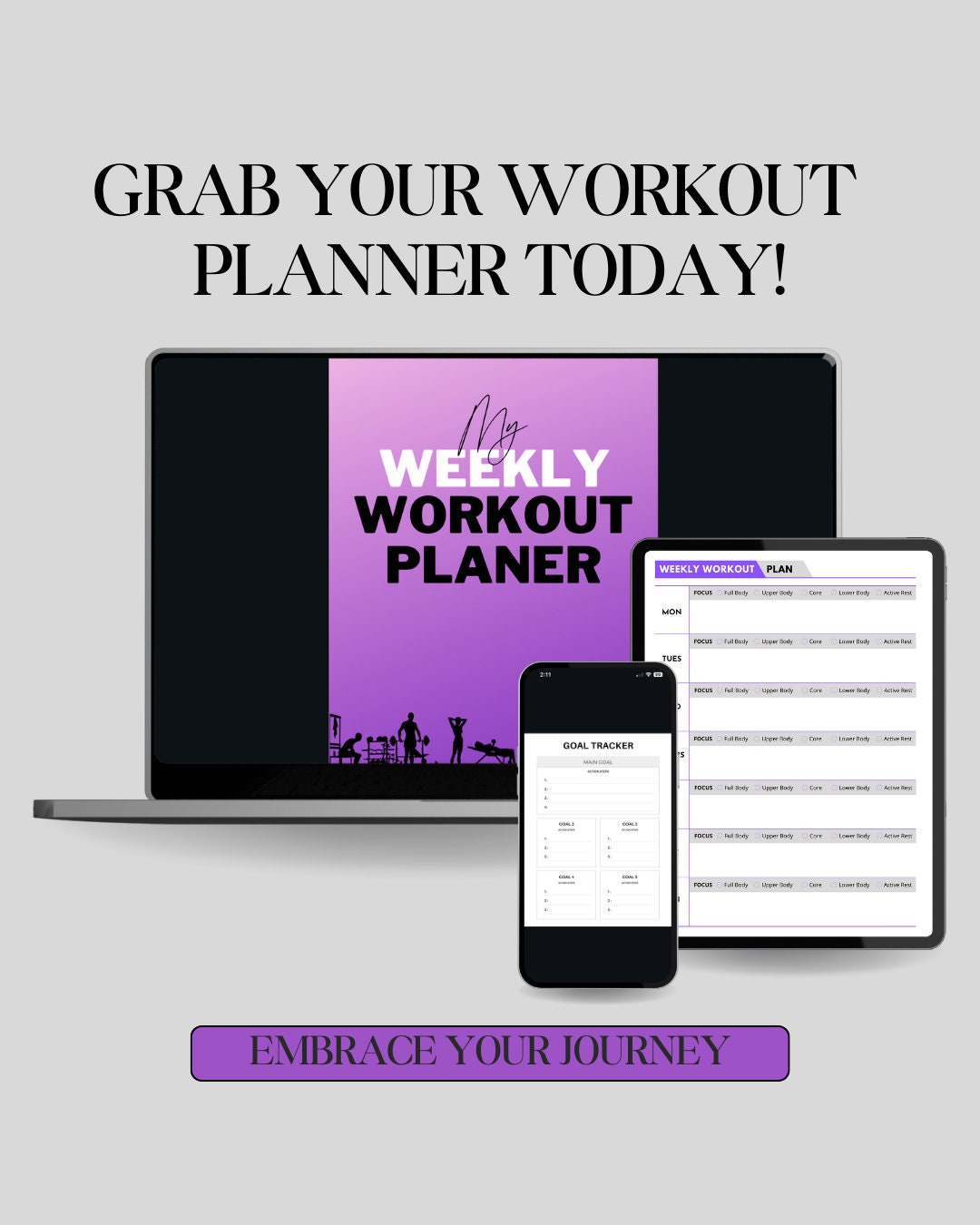 My Weekly Workout Planner Track Your Fitness Journey and Map Out Your ...
