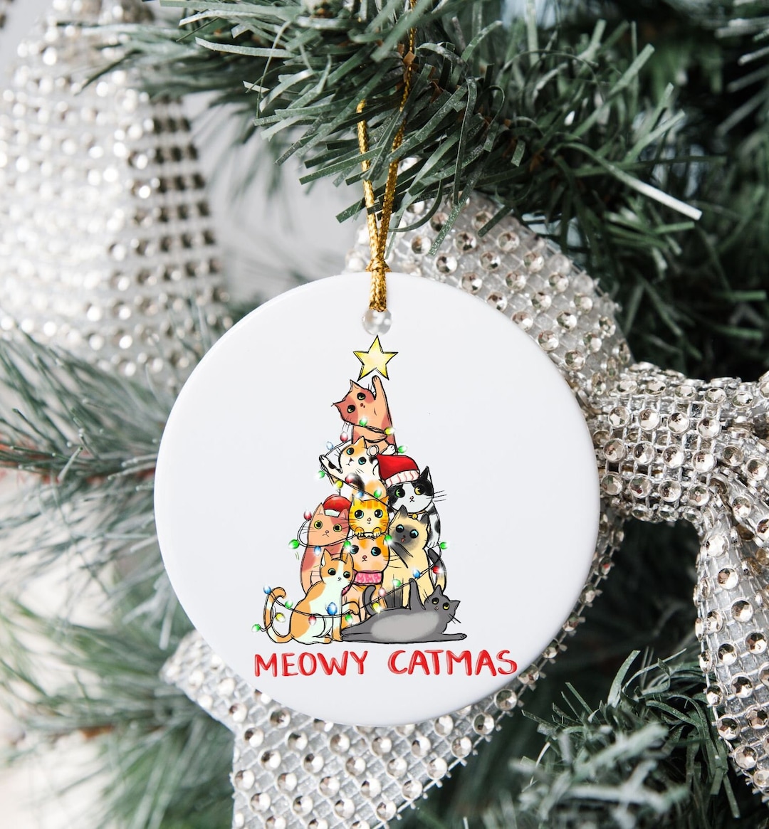 Meowy Catmas Christmas Ornament, Cute Cats Christmas Ornament, Cat ...
