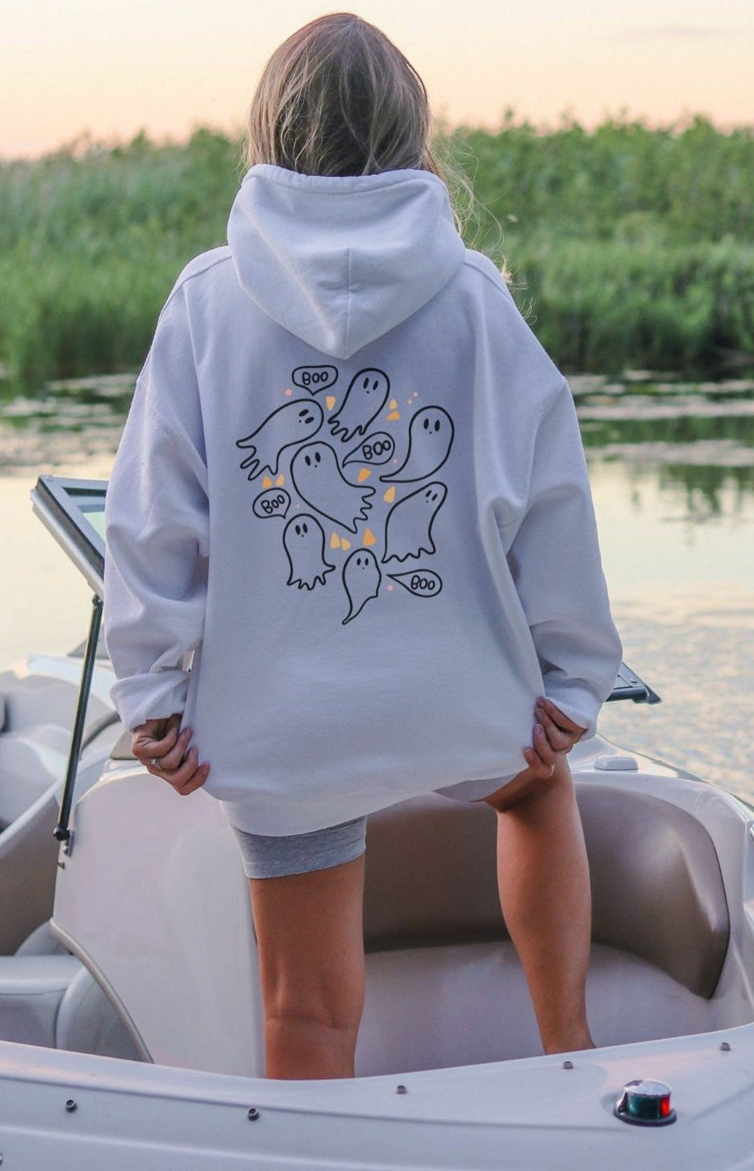 Halloween Ghost Hoodie, Ghost Hey Boo Hoodie, Cute Ghost Hoodie ...