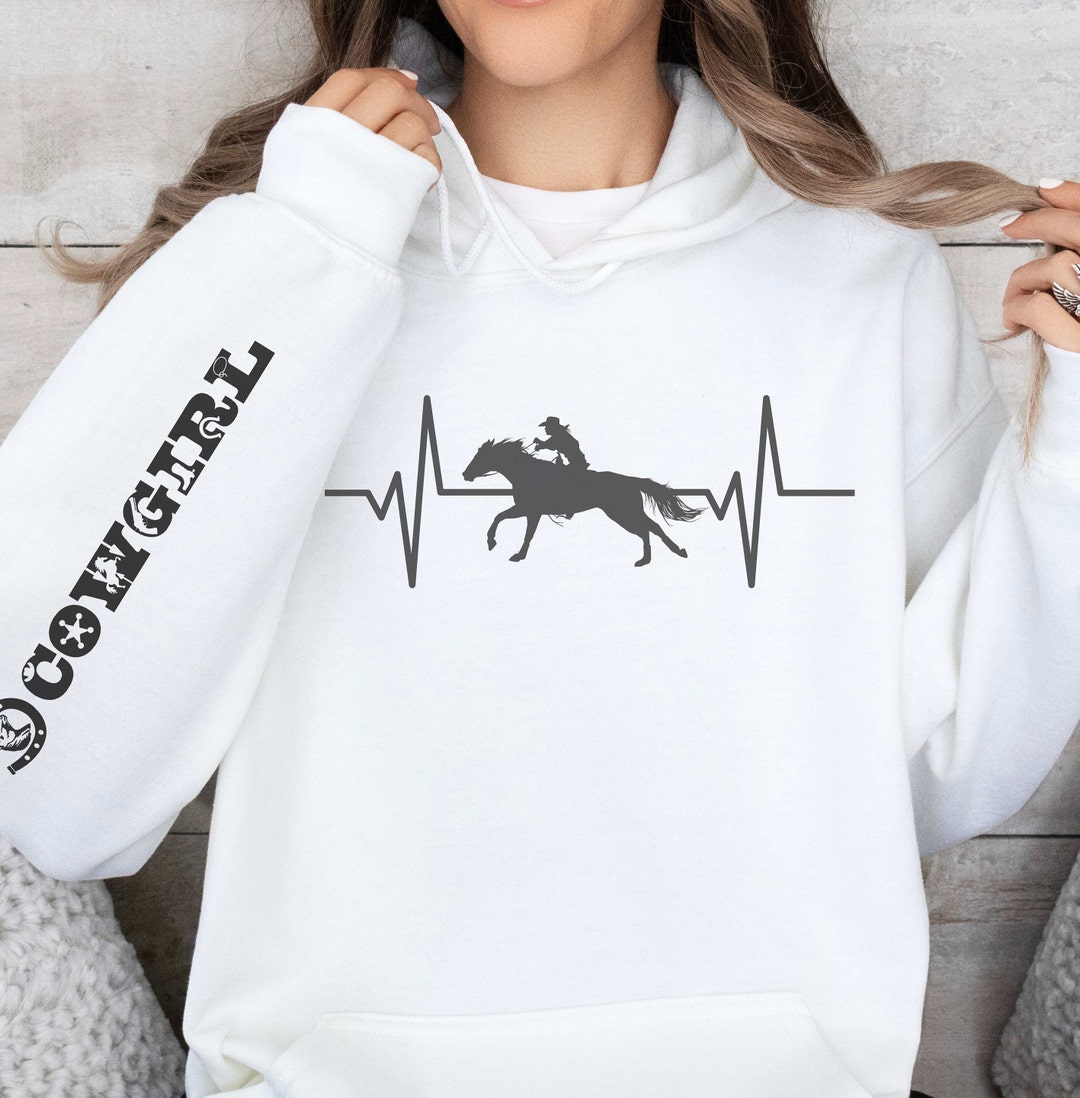 Horse Heartbeat Hoodie, Horse Girl Hoodie, Western Sweatshirt, Horse ...