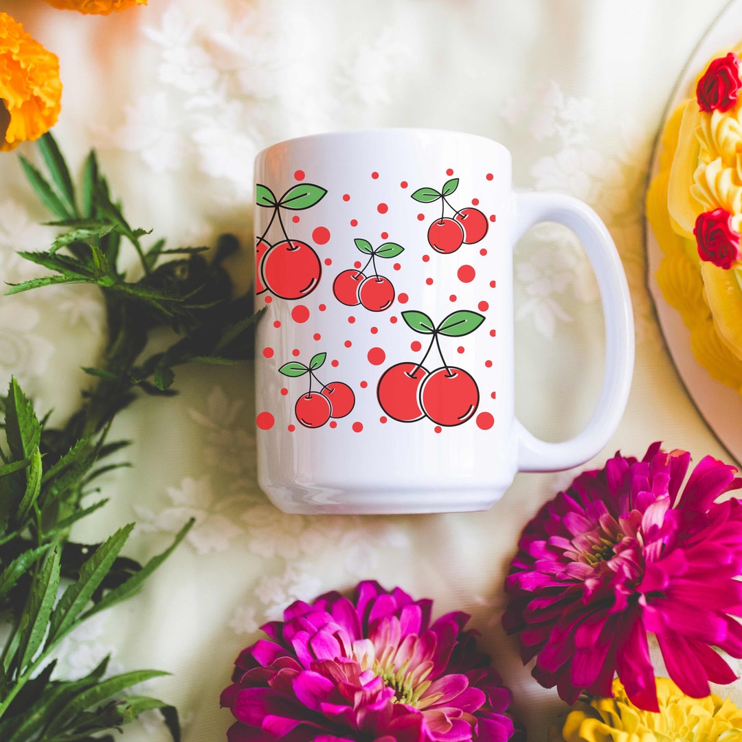 Aesthetic Cherry Mug Cherry Coffee Mug Coquette Mug Coquette Cherries ...