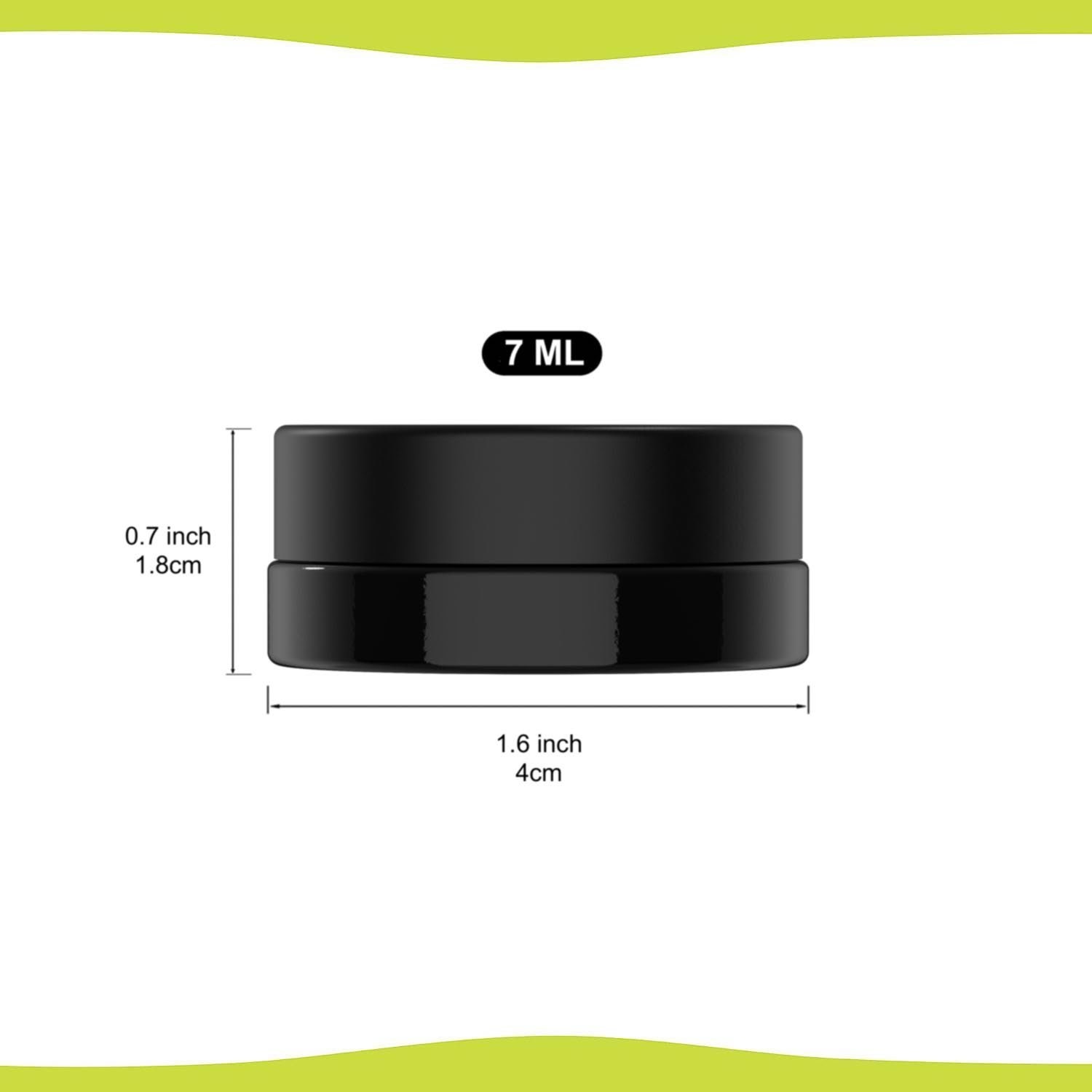 90 Pack 7ml Low Profile Thick Black Glass Containers With Black Lids ...