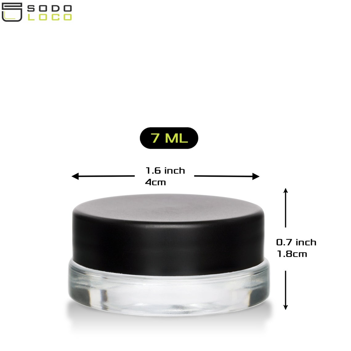 90 Pack - 7ml Low Profile Thick Glass Containers With Black Lids ...